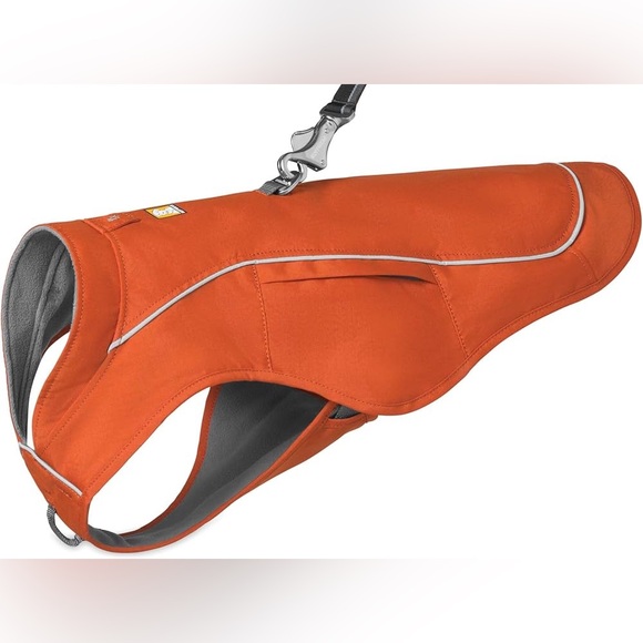 RuffWear | Dog | Ruffwear Orange Dog Coat Side Pocket Grey Fleece ...